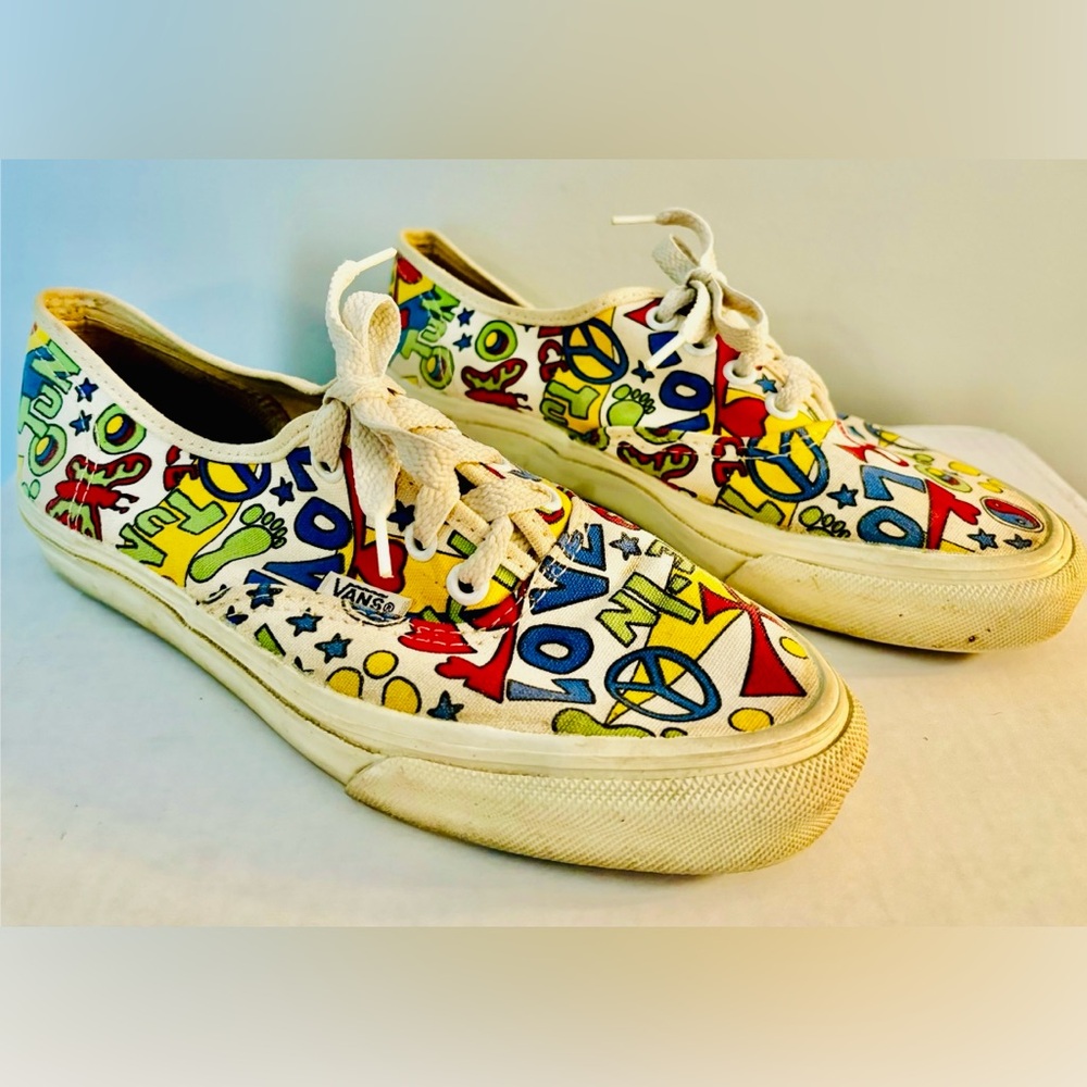 Vans Multicolored Peace Sign Graffiti Tennis Shoes In… - Gem
